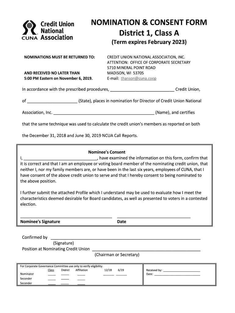 Fillable Online NOMINATION & CONSENT FORM Fax Email Print - pdfFiller