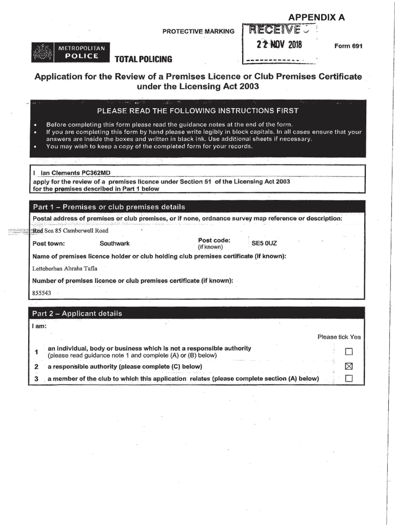 Fillable Online Review of a premises licence or club premises certificate ... Fax Email Print ...