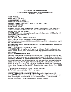 Fillable Online ACTIVE DUTY FOR OPERATION SUPPORT (ADOS) ARMY Fax Email ...