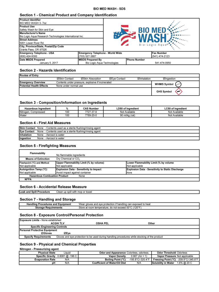 Fillable Online Bio Med Wash 7 oz - First Aid Products Online Fax Email ...