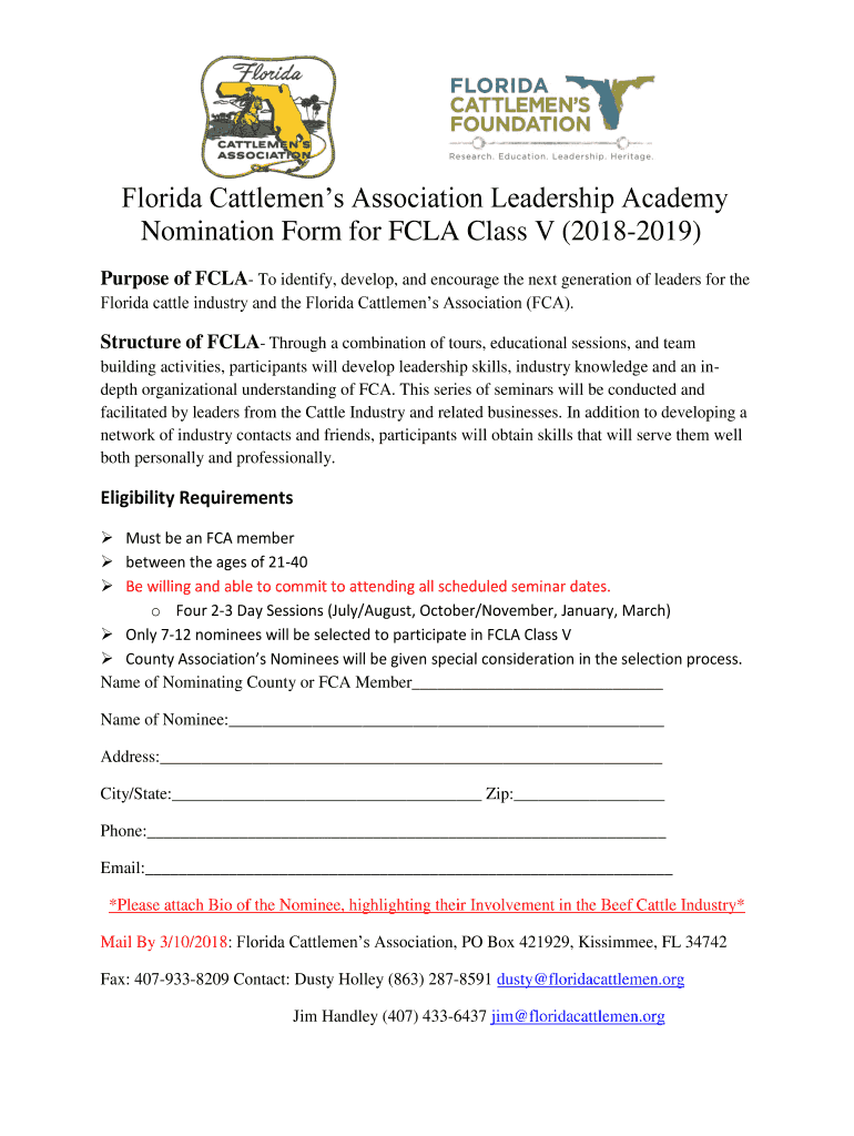 Fillable Online Florida Cattlemen's Association Leadership Academy ... Fax Email Print - pdfFiller
