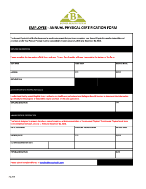 Fillable Online EMPLOYEE - ANNUAL PHYSICAL CERTIFICATION FORM draft Fax ...