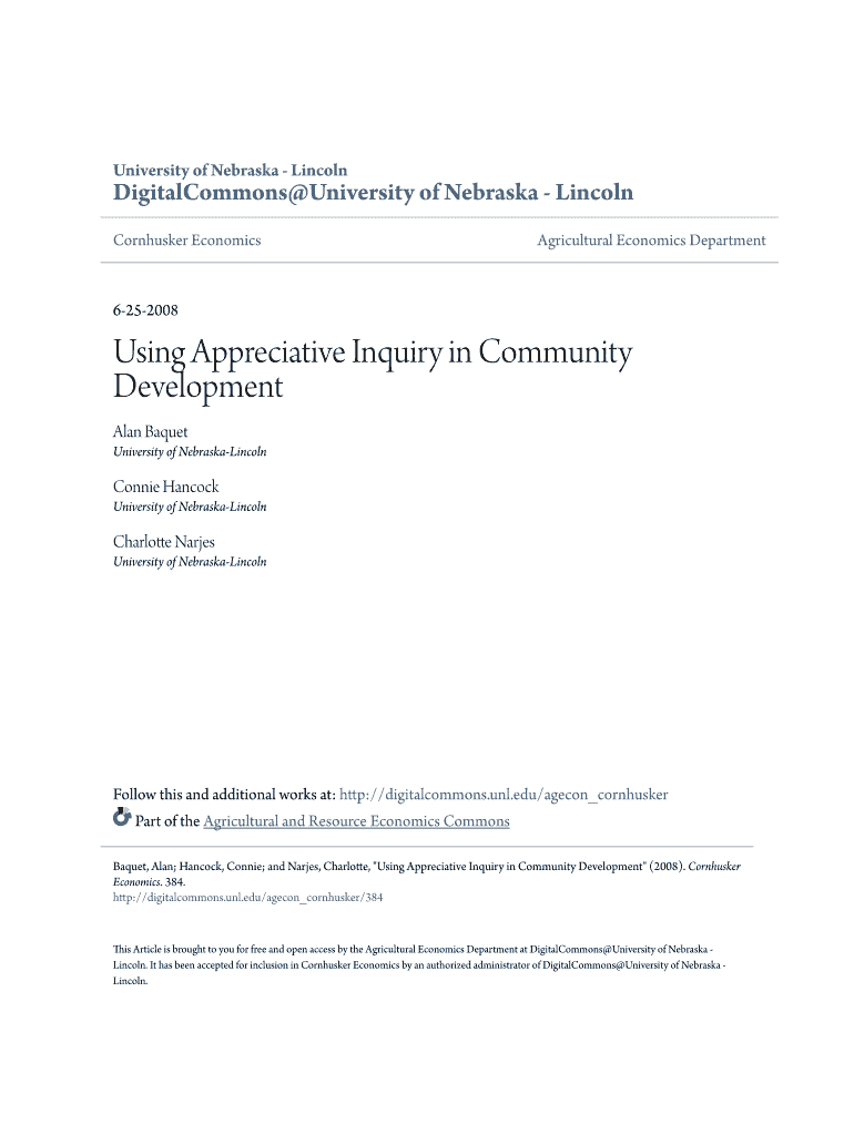 Fillable Online digitalcommons unl Using Appreciative Inquiry in ...