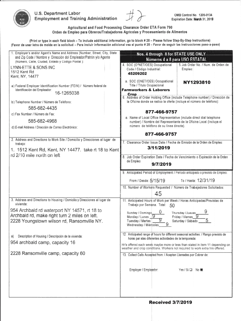 Fillable Online labor ny Fillable Online labor ny ETA Form 790 and Att ...