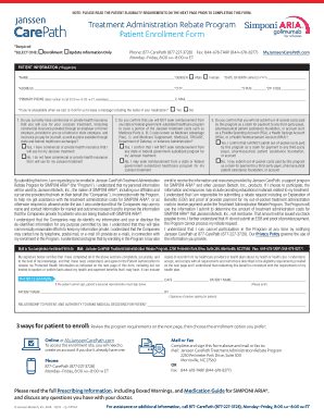 Fillable Online Patient Enrollment Form - ARIA Fax Email Print - pdfFiller