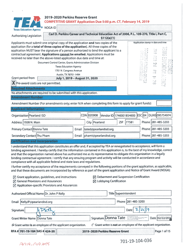 Fillable Online Perkins Grant Application Guidelines - State of NJ Fax ...