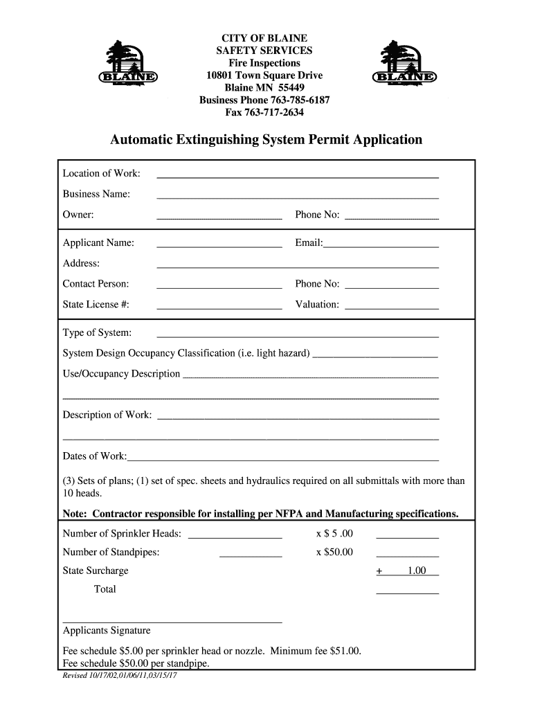 Fillable Online Automatic Extinguishing System Permit Fax Email Print ...