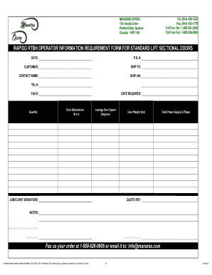 Fillable Online RAPIDO RTBH OPERATOR INFORMATION REQUIREMENT FORM FOR ...