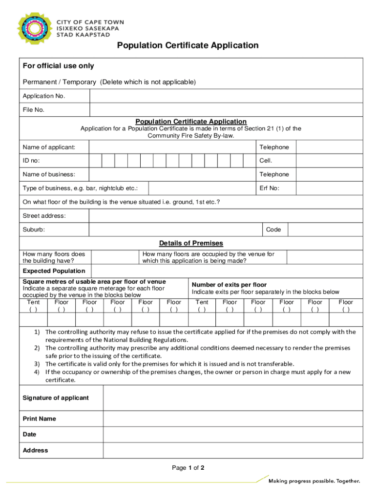 Population Certificate Fill Online Printable Fillable Blank PdfFiller