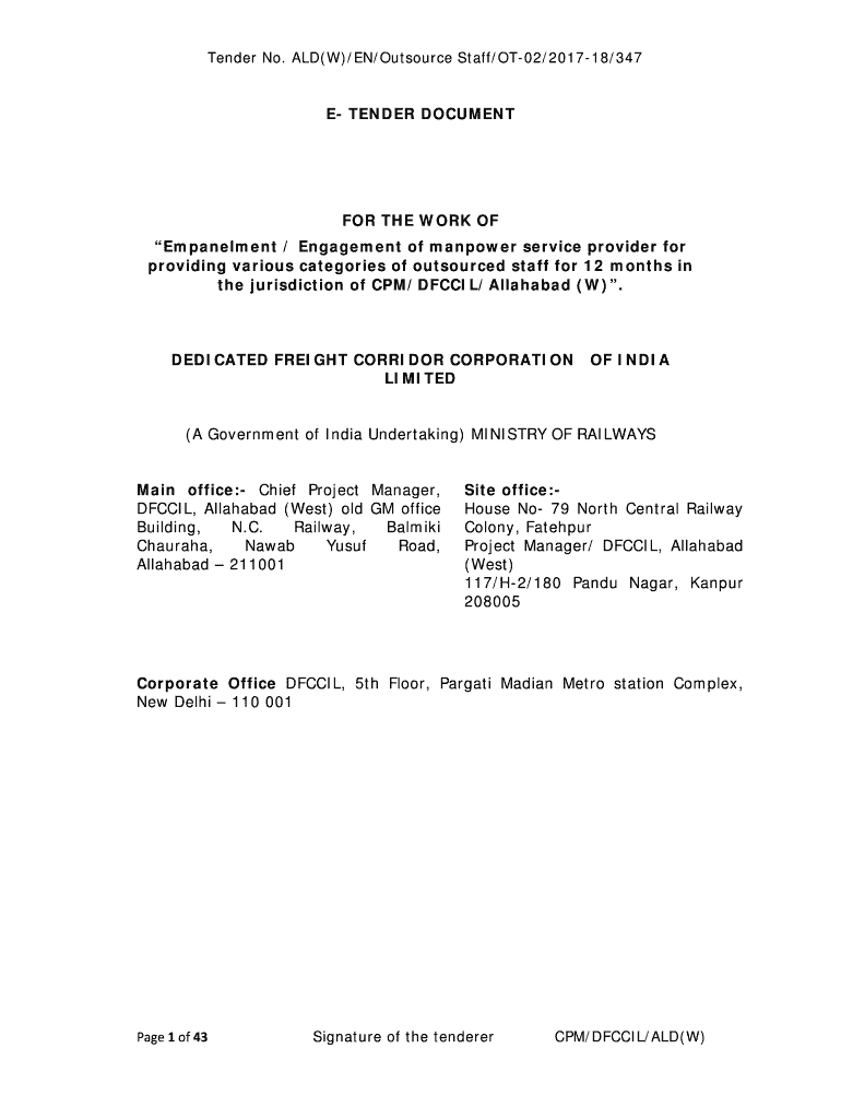 Fillable Online Tender notice for empanelment of manpower service ...