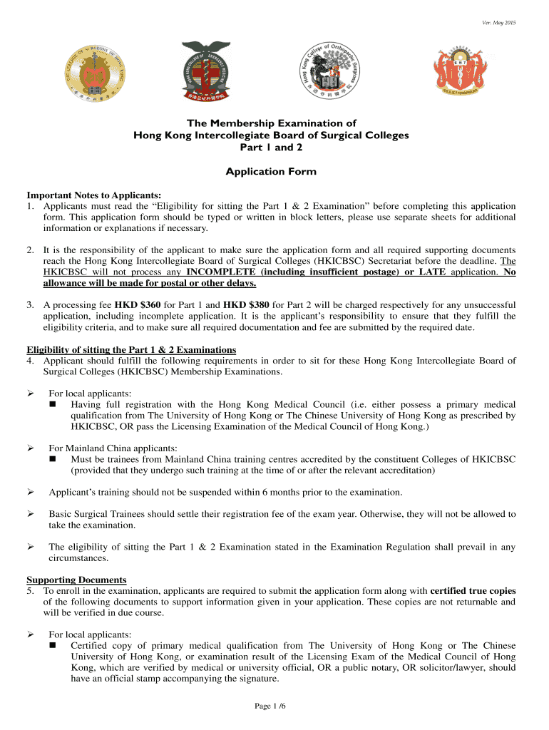 Fillable Online INTERCOLLEGIATE MRCS APPLICATION FORM PART 1 and PART 2 Fax Email Print - pdfFiller