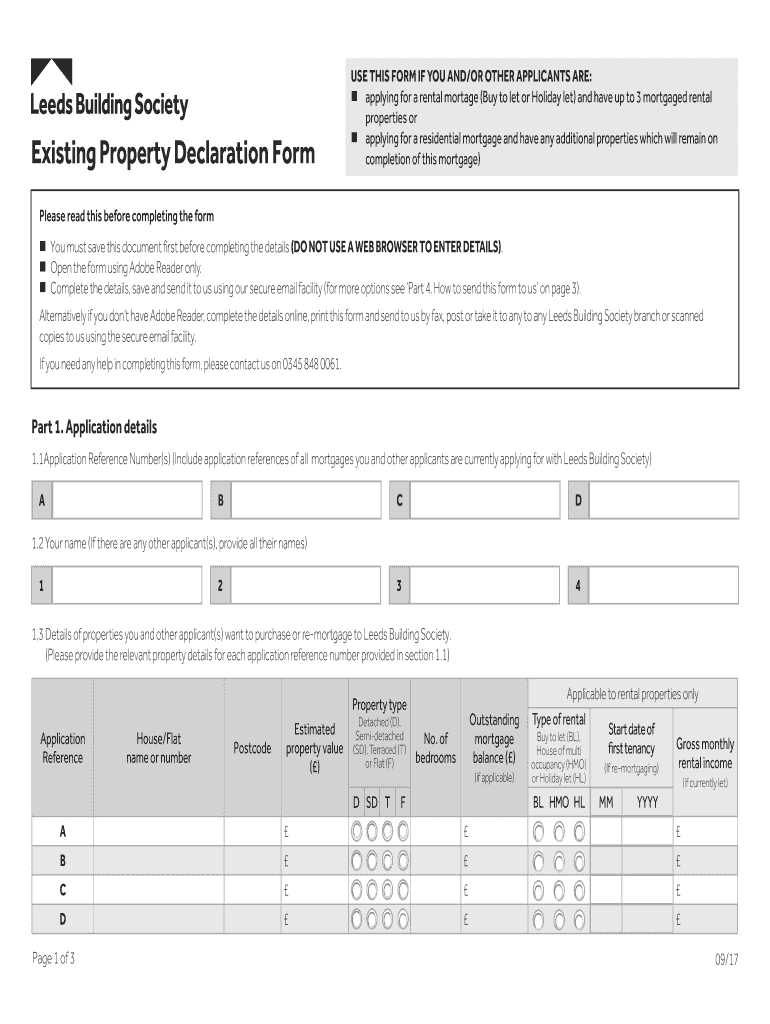 Fillable Online Existing Property Declaration form (PDF) - Leeds ...