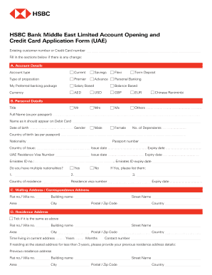 Fillable Online CREDIT CARD APPLICATION (For existing ... - HSBC UAE ...