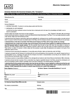 Fillable Online To Effect Section 1035 Exchange and Rollover of a Life ...