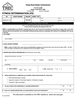 Trec Fitness Determination Form - Fill Online, Printable, Fillable ...