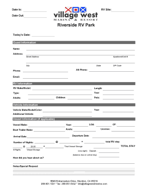 Fillable Online RV Park Application Form Fax Email Print - pdfFiller