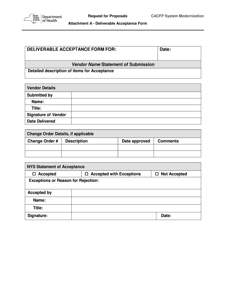 Deliverable Acceptance Form - Fill Online, Printable, Fillable, Blank ...