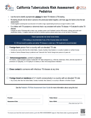 Fillable Online Pediatric Tuberculosis Risk Assessment - Washington ...