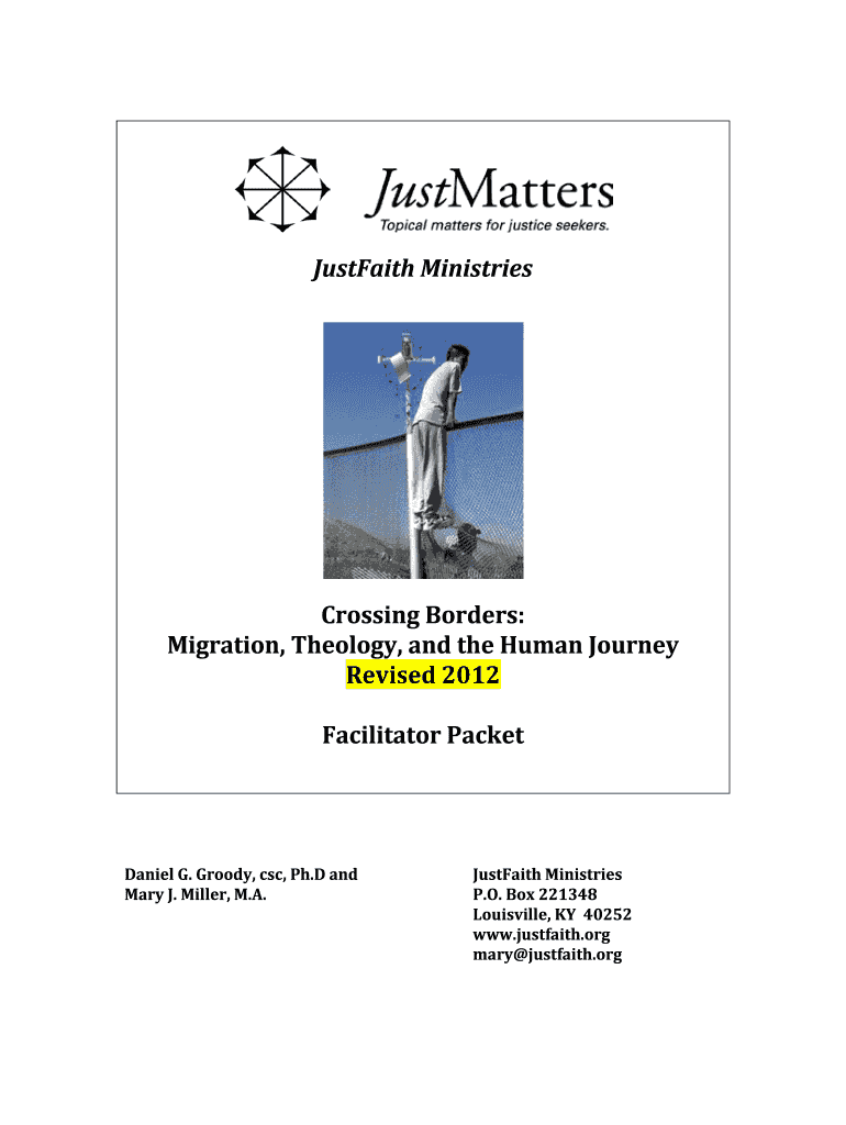 Fillable Online JustFaith Ministries Crossing Borders: Migration ...