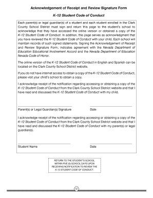 Fillable Online Acknowledgement of Receipt and Review Signature Form ...