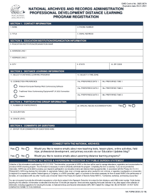 Fillable Online Professional Development Distance Learning Program ...