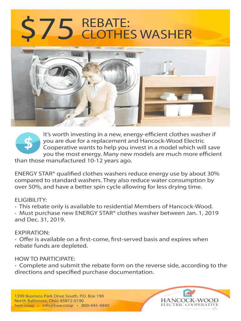 Fillable Online Fillable Online 75REBATE CLOTHES WASHER - Hancock ...