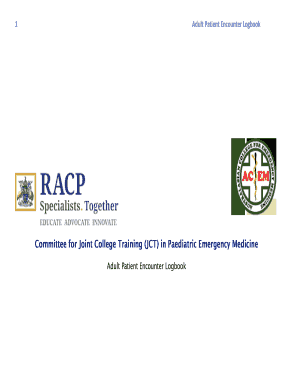 Fillable Online Adult Emergency Medicine Logbook template - RACP Fax ...