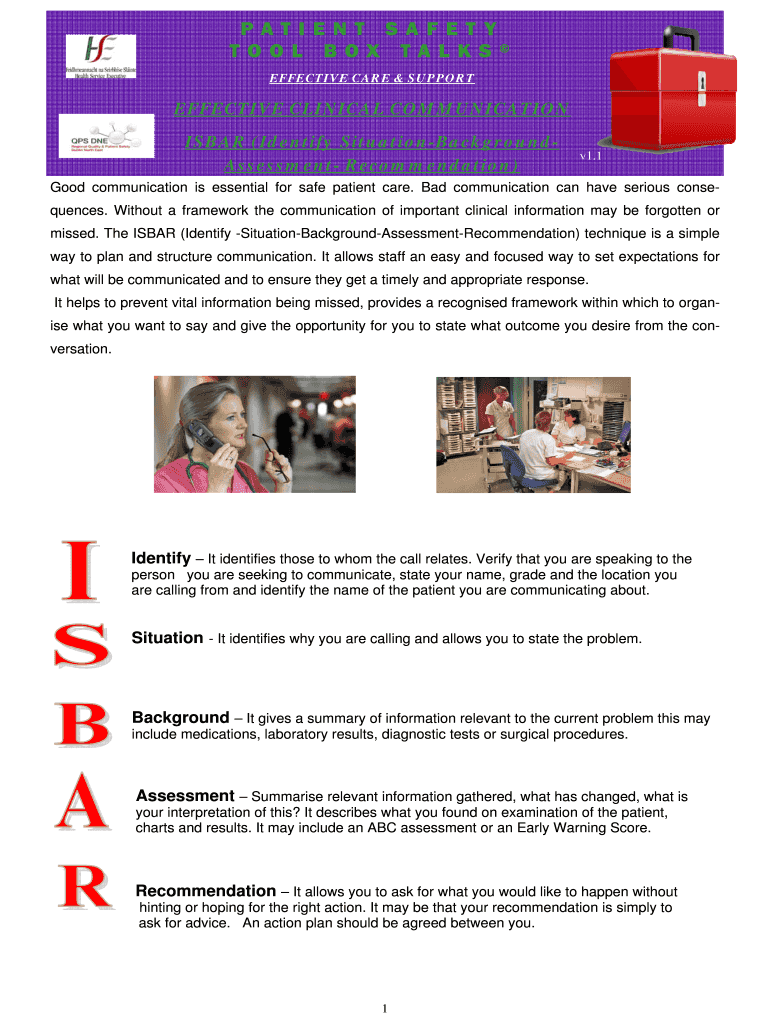 Fillable Online isbar - Australian Commission on Safety and Quality in ...