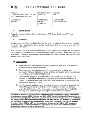Fillable Online POLICY and PROCEDURE GUIDE - LEGO Learning Portal Fax ...