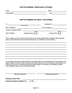 Safety Disciplinary Action Form | pdfFiller