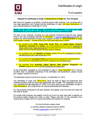 Fillable Online Request for Certificates of Origin or Declarations of ...