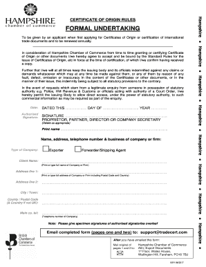 Fillable Online Formal Undertaking template - chamberelancs.co.uk Fax ...