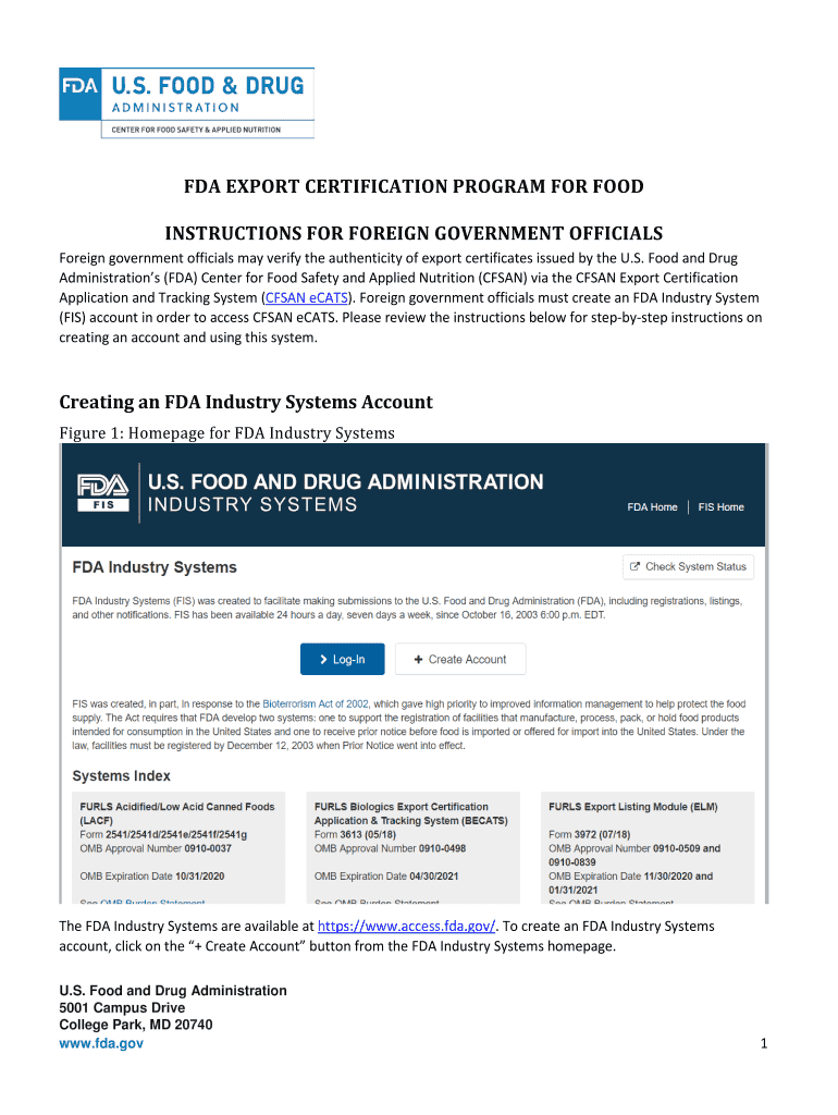 Fillable Online Online Verification of Export Certificates for FoodFDA ...