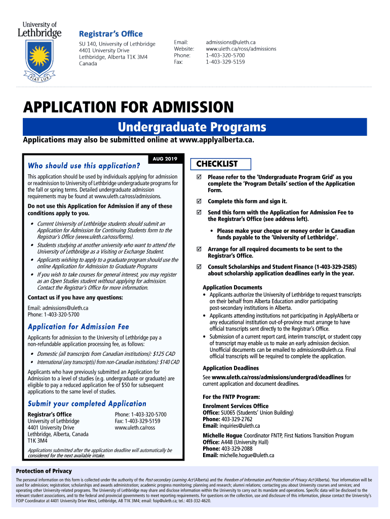 Fillable Online Application and Admission - University of MissouriSt ...