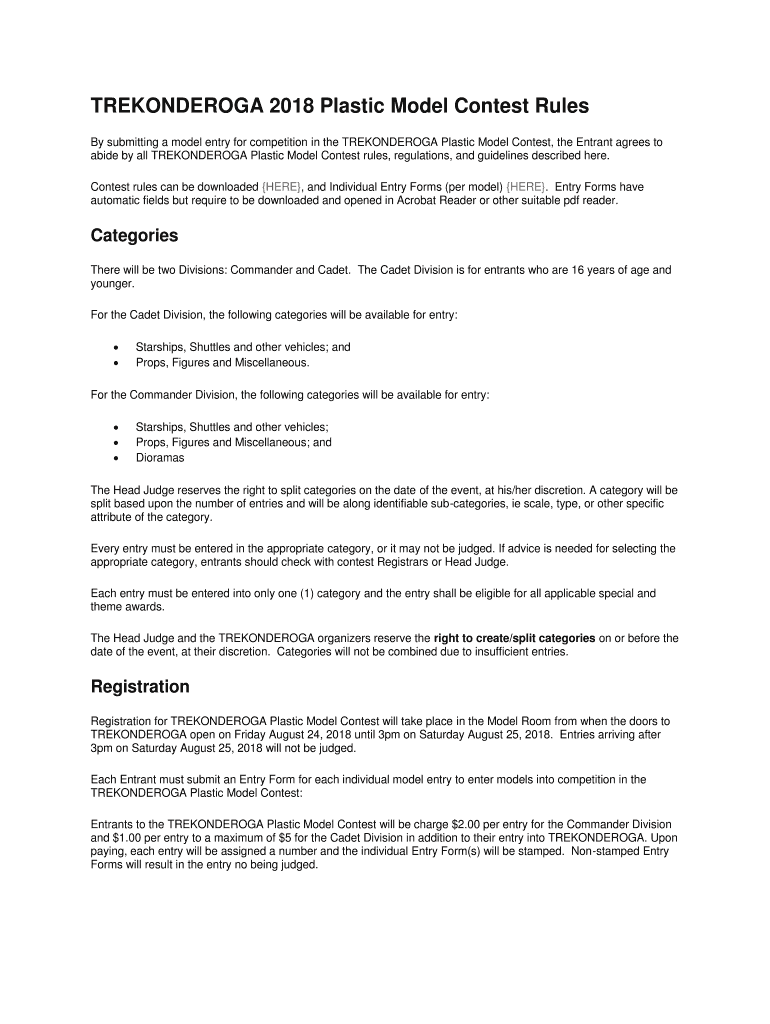 Fillable Online By submitting a model entry for competition in the ...