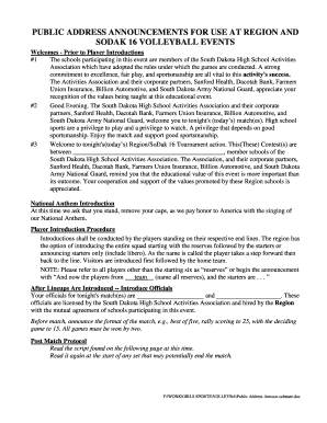 Fillable Online public address announcements for use at region and ...