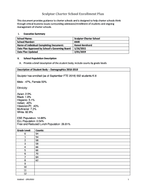 Fillable Online Charter School Enrollment Plan Template - Sculptor ...