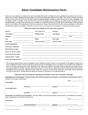 Fillable Online Guide to Unit Elections. Order of the Arrow Inductions ...