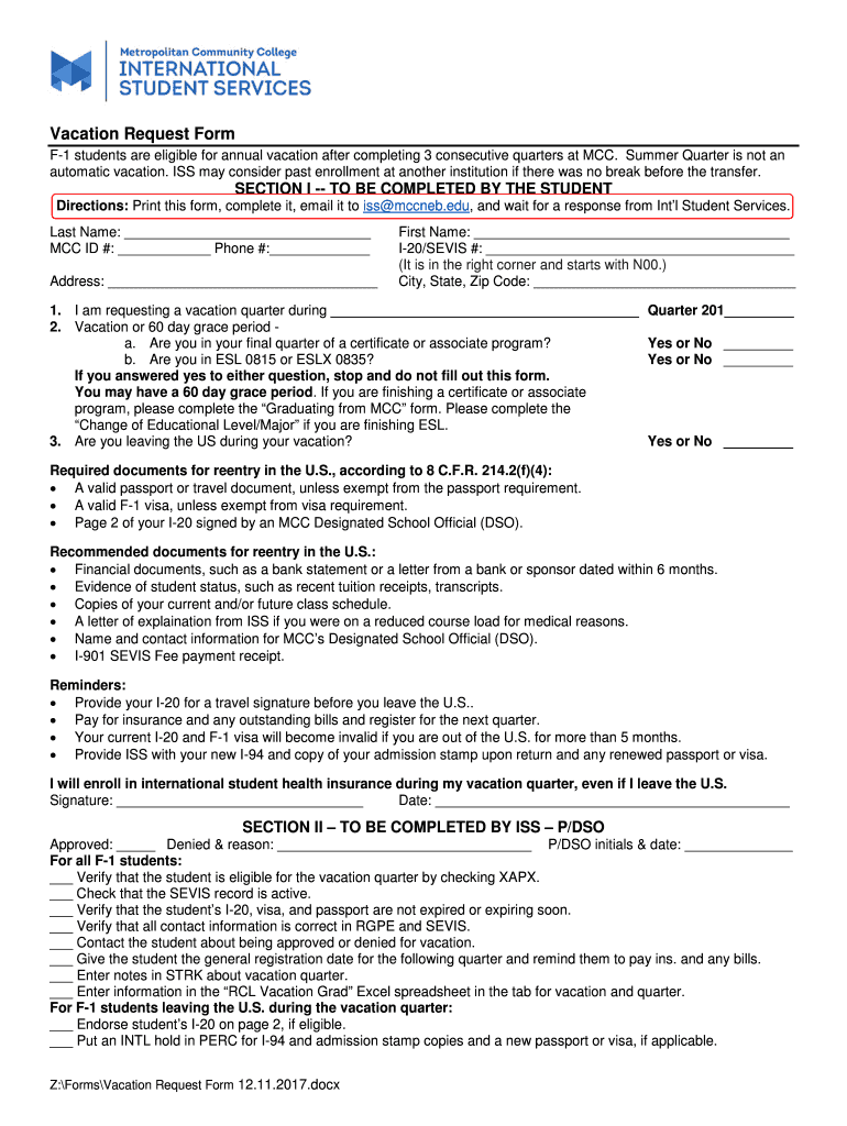 Fillable Online vacation request form excel - Fillable & Printable Top ...