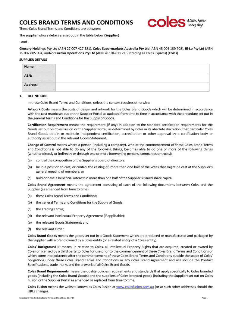 Coles Supply Portal - Fill Online, Printable, Fillable, Blank | pdfFiller
