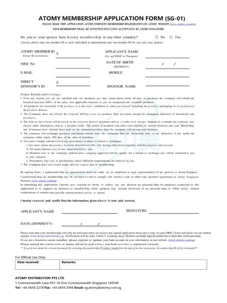 How To Join Atomy - Fill Online, Printable, Fillable, Blank | pdfFiller