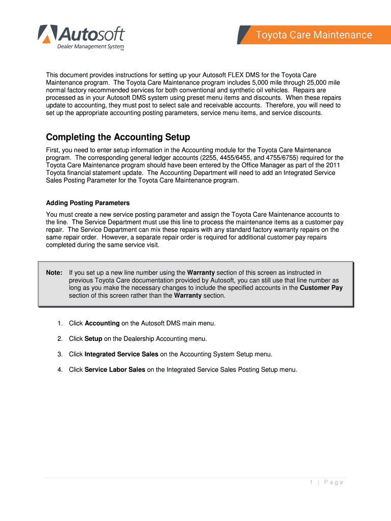Fillable Online Toyota Care Maintenance Fax Email Print - pdfFiller