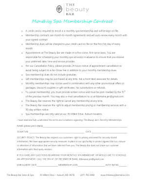 Fillable Online Membership Agreement - Aqua Medical Spa Fax Email Print ...