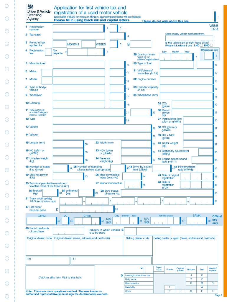 Dvla V55 5 Form Online - Fill Online, Printable, Fillable, Blank | pdfFiller