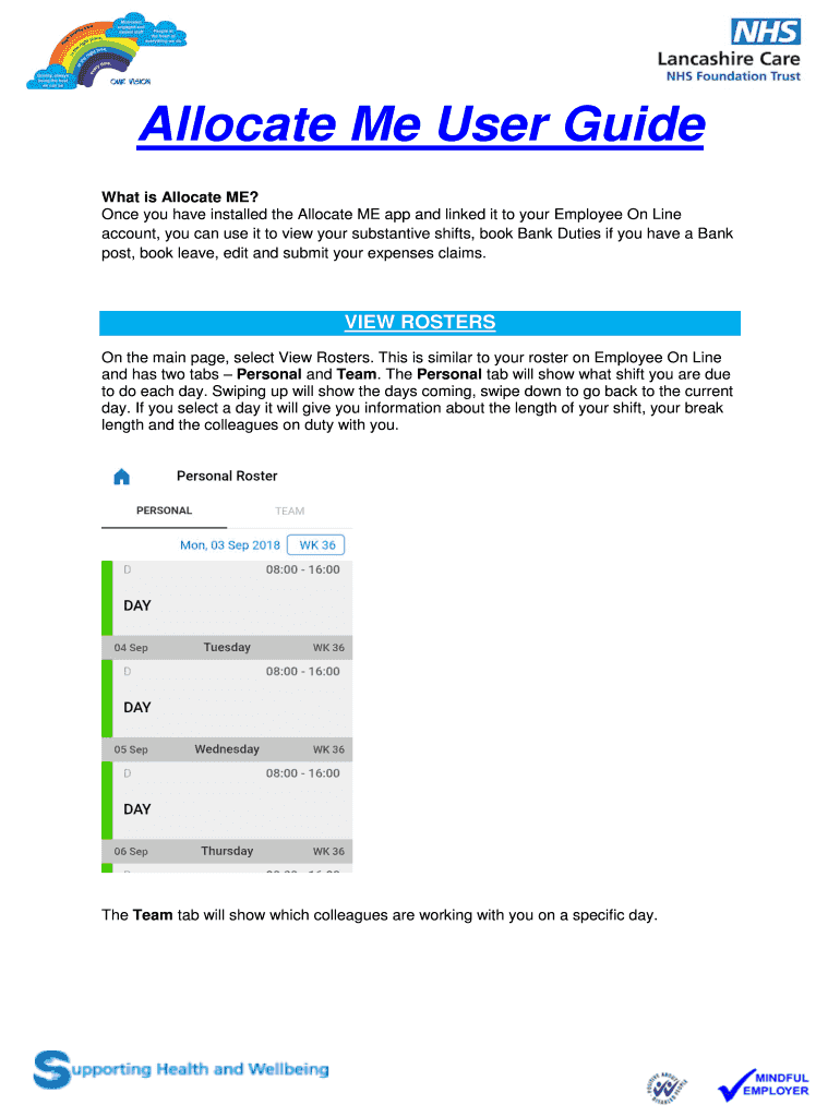 Fillable Online Setting Up the Allocate Me APP - Lancashire Care NHS ...