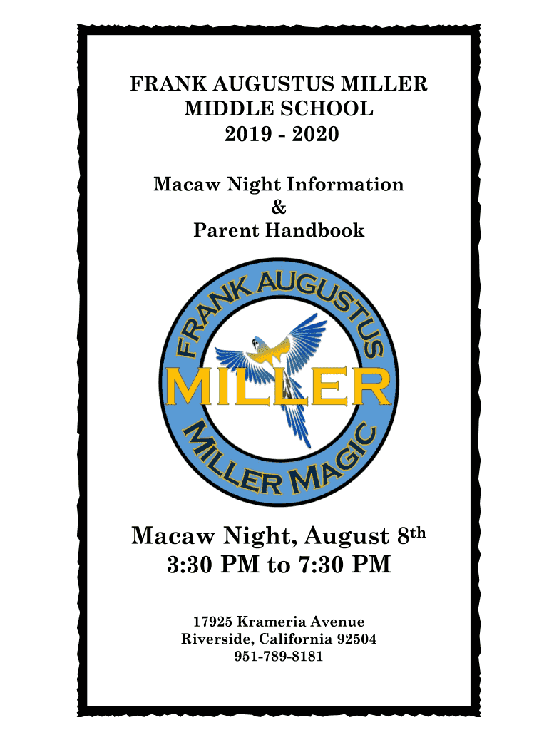 Fillable Online Home - Frank Augustus Miller Middle - Riverside Unified ...