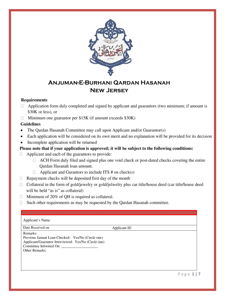 Fillable Online Anjuman-E-Burhani Qardan Hasanah New Jersey Fax Email Print - pdfFiller