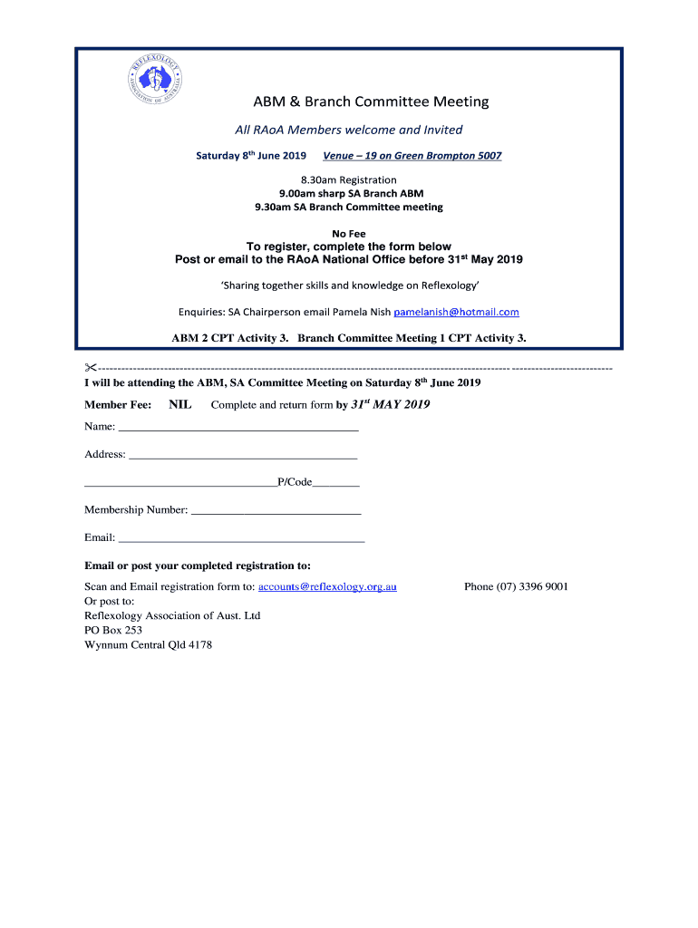 Fillable Online reflexology org All RAoA Members welcome and Invited ...