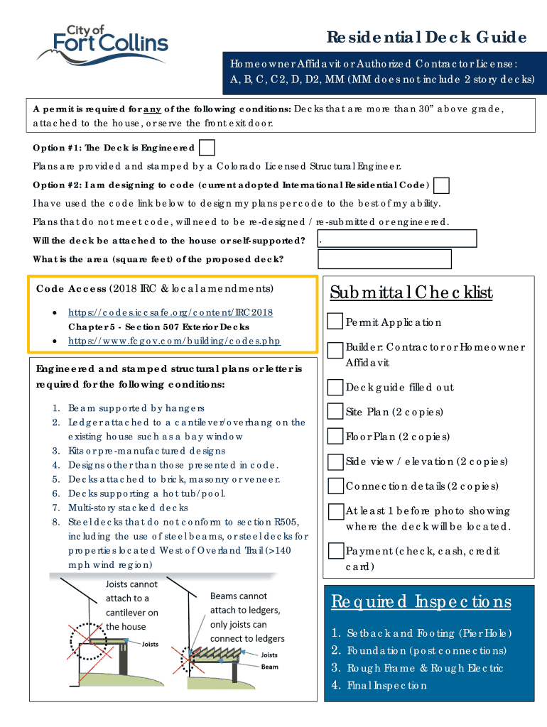 Fillable Online Submittal Checklist Required Inspections Residential Deck ... Fax Email Print ...
