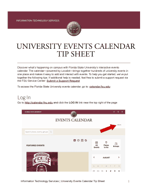 Fillable Online its fsu University-Events-Calendar-Tip-Sheet Fax Email ...